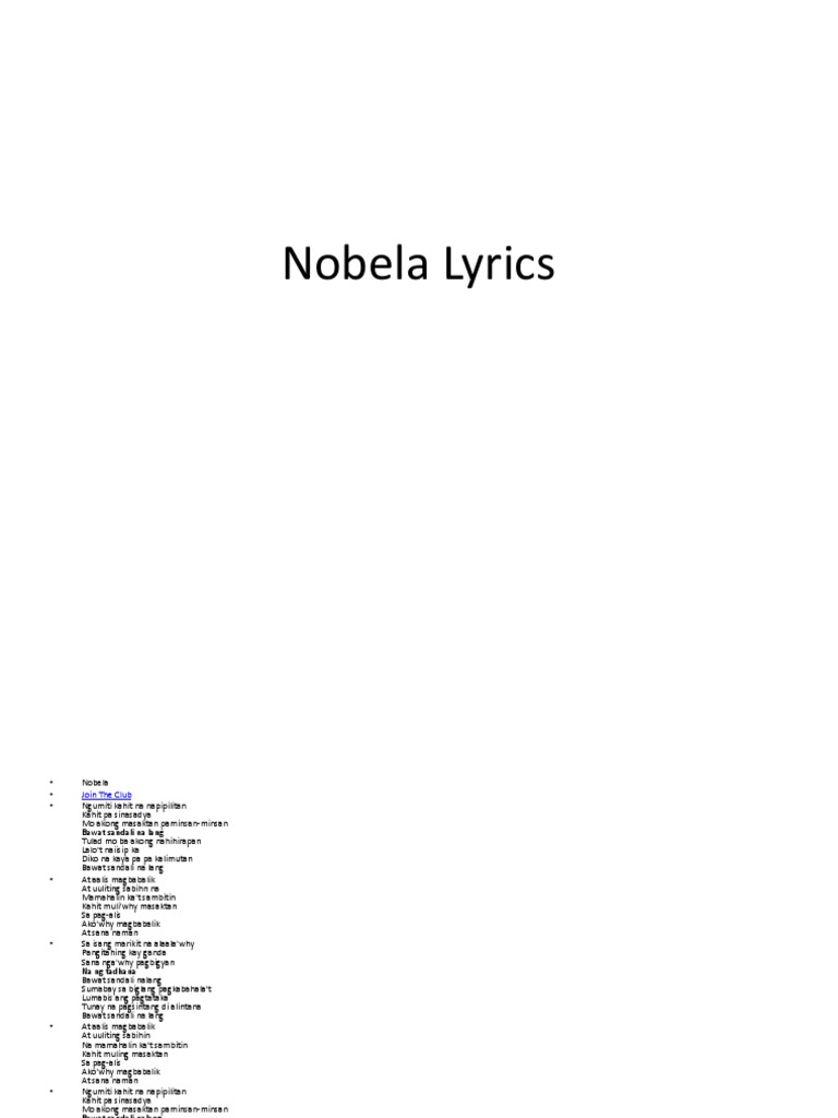 Nobela Lyrics | PDF