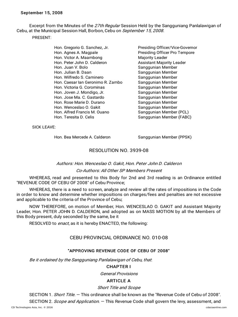 Cebu City Revenue Code of 2008 | PDF | Real Estate Appraisal | Property Tax