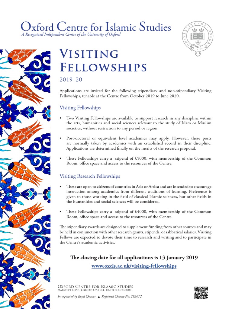 Visiting Fellowships Poster 2018-19-4 | PDF | University Of Oxford | Fellow