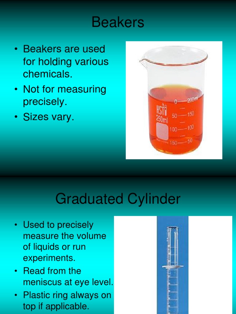 Beakers: - Beakers Are Used For Holding Various Chemicals. - Not For ...