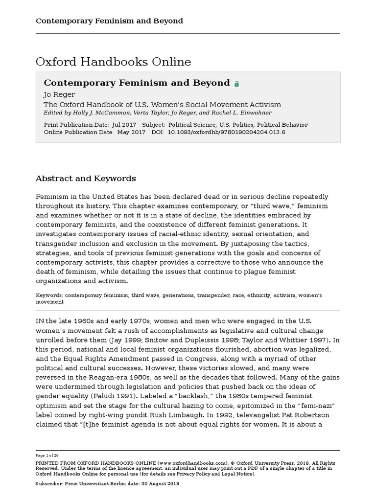 Contemporary Feminism | PDF | Feminism | Gender Studies
