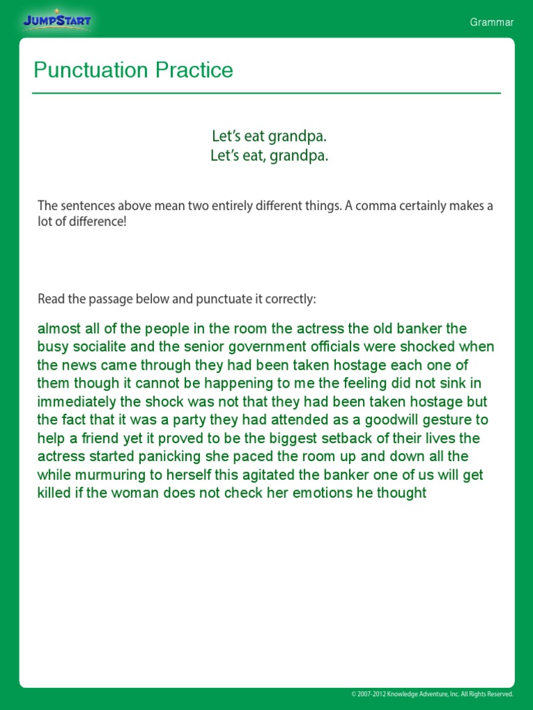 Punctuation Practice PDF | PDF