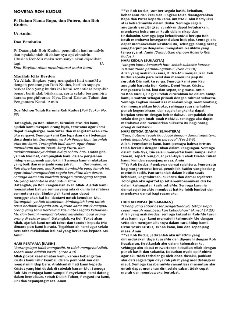Novena Roh Kudus | PDF | Agama & Spiritualitas