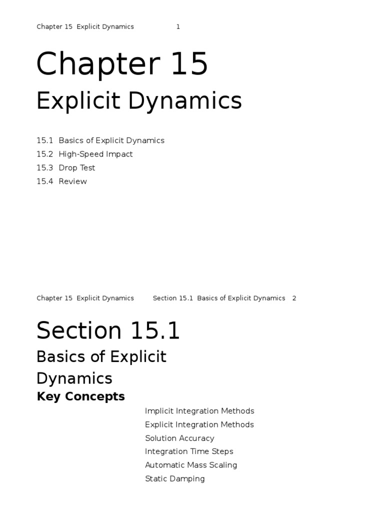 Chapter 15 Explicit Dynamics 1 | PDF | Dynamical System | Integral