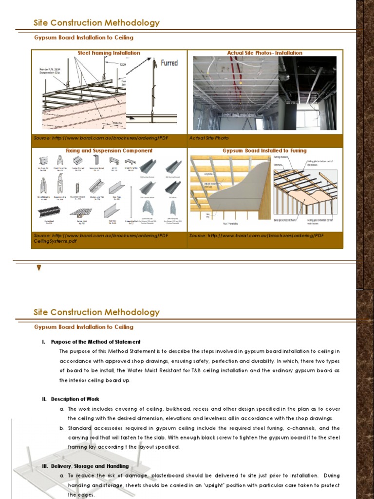 Site Construction Methodology Gypsum Boa | PDF | Drywall | Varnish