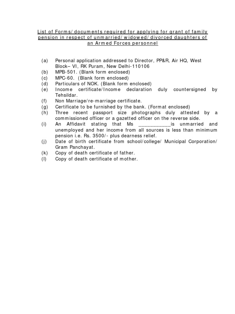 Grant of Family Pension in Respect Unmarried Widowed | PDF | Mortgage ...