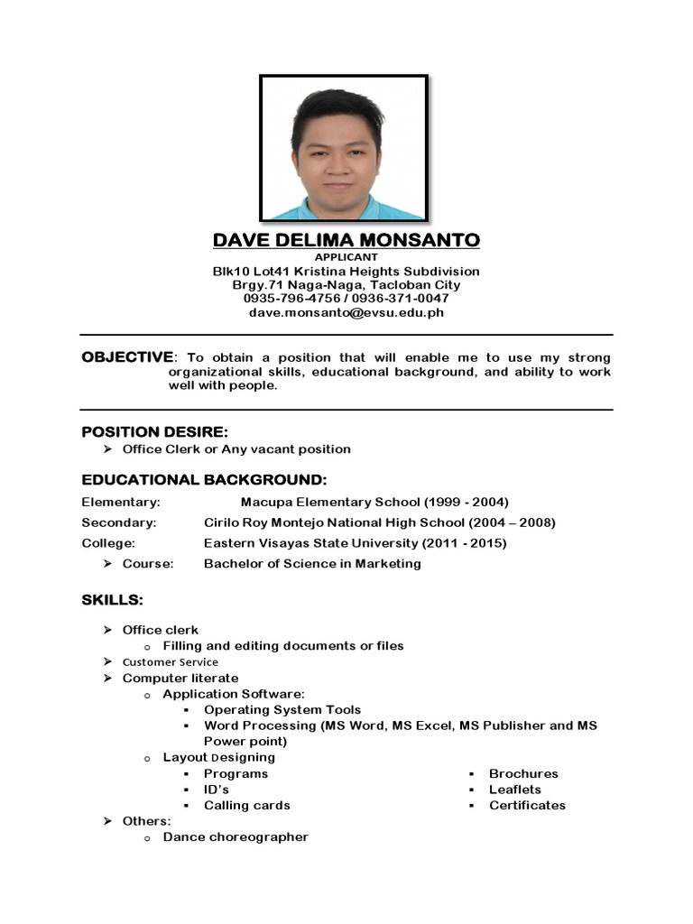 A Well-Rounded Resume: Dave Delima Monsanto Seeks Office Position ...