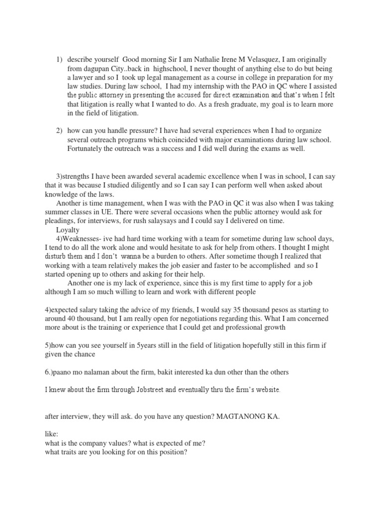 For Interview | PDF | Law Firm | Lawyer