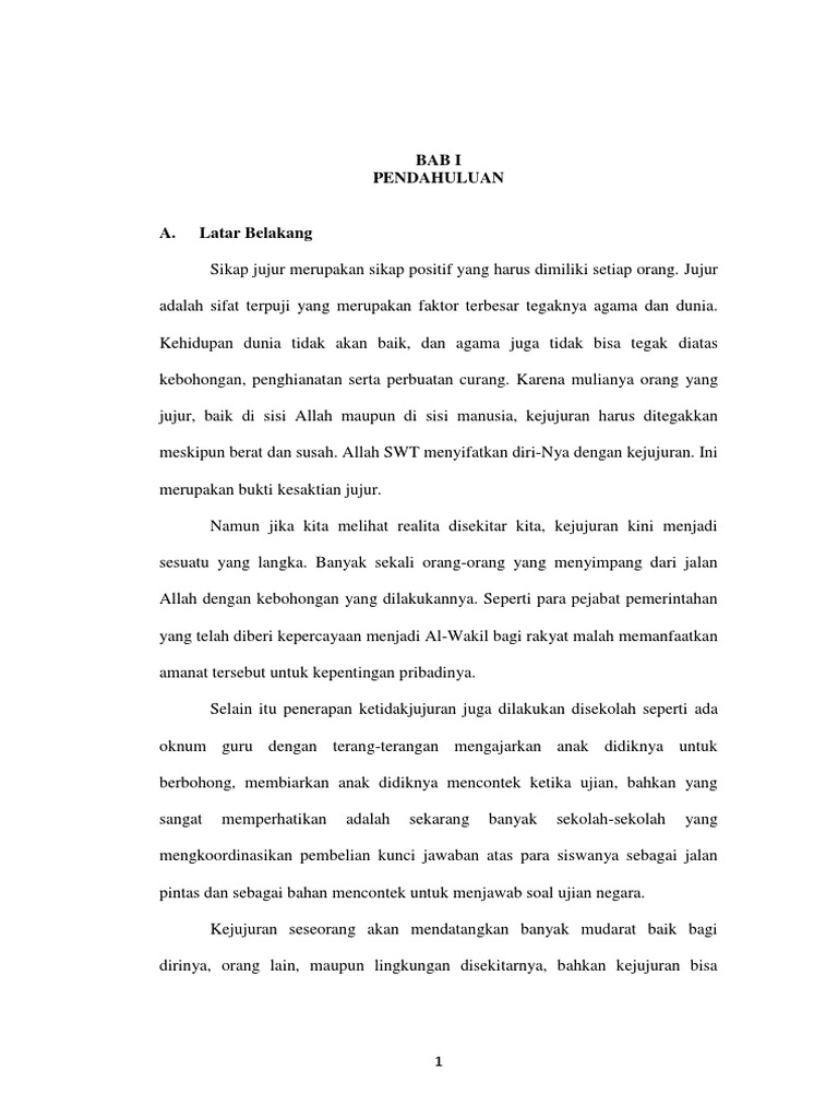 Makalah Berani Hidup Jujur | PDF