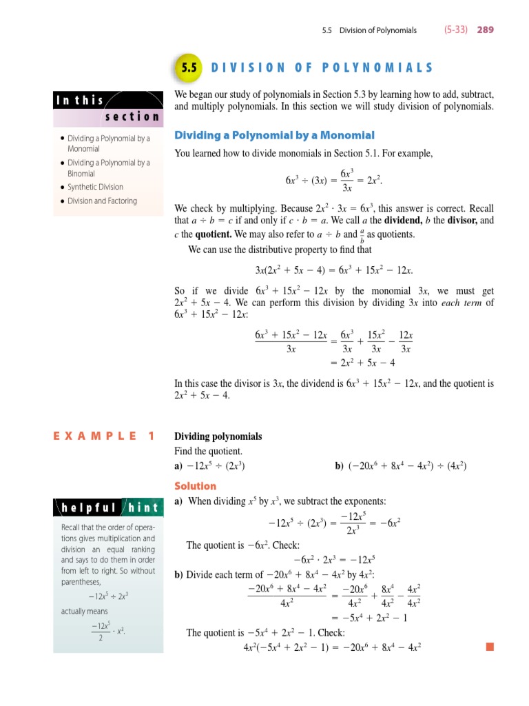 Polynomials Division PDF | PDF | Division (Mathematics) | Factorization