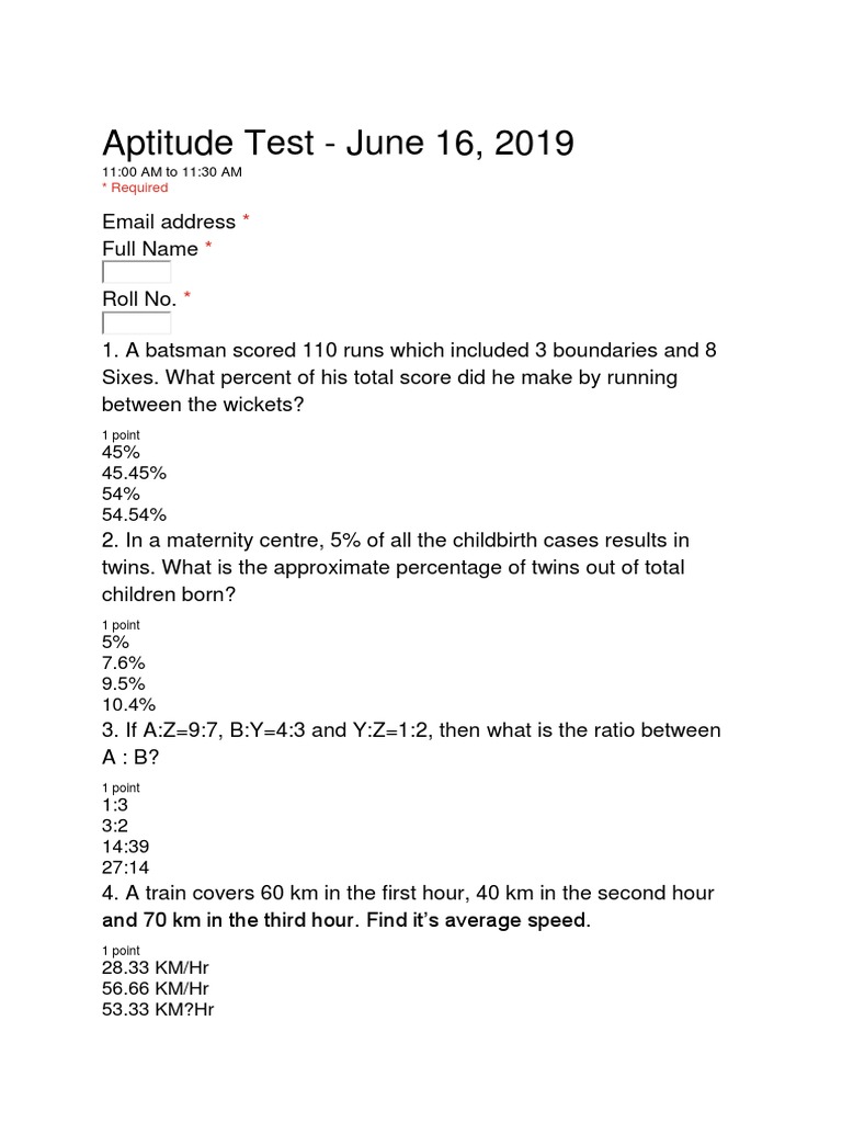 Aptitude Test 16.06 | PDF | Metre