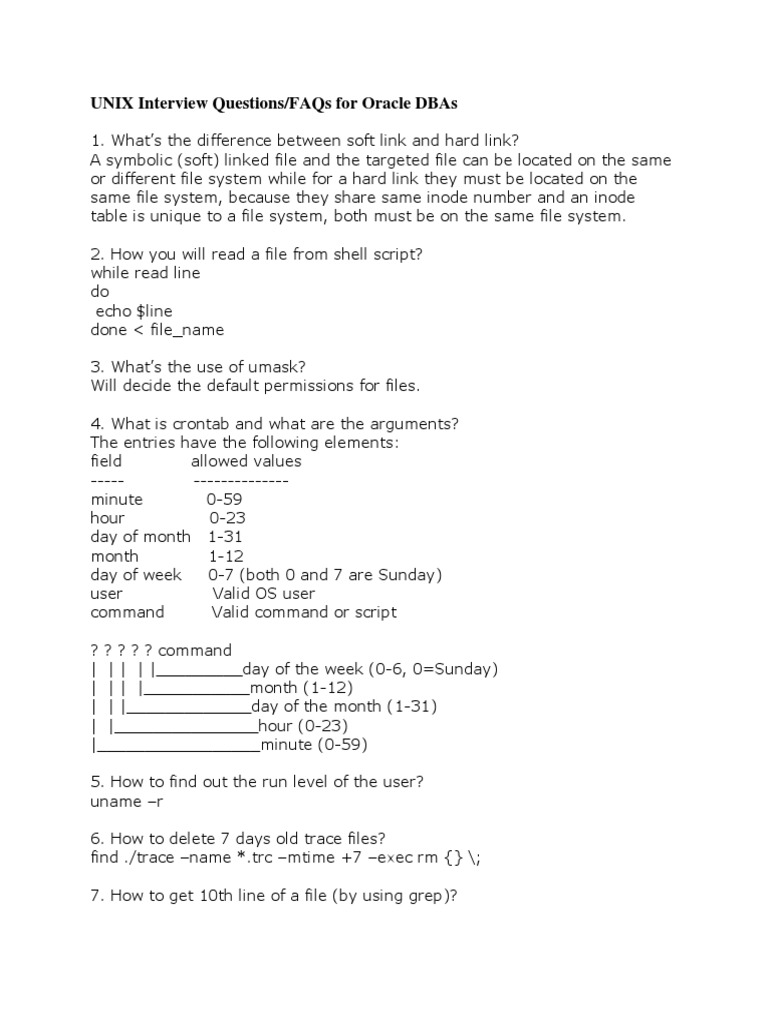 UNIX Interview Questions | PDF