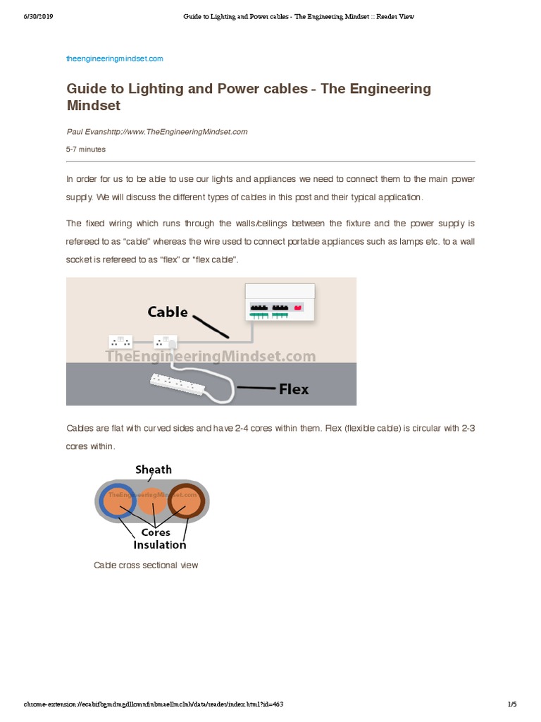 Lighting and Power Cable Guide | PDF | Electrical Wiring | Ac Power ...