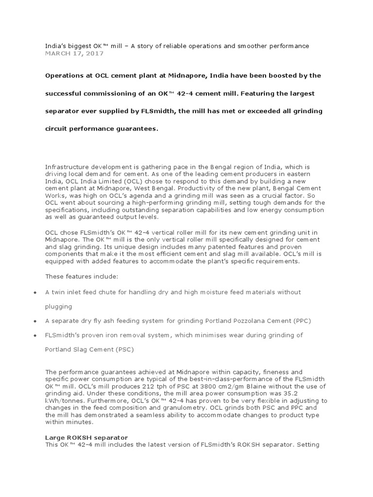 MARCH 17, 2017: India's Biggest OK™ Mill - A Story of Reliable ...