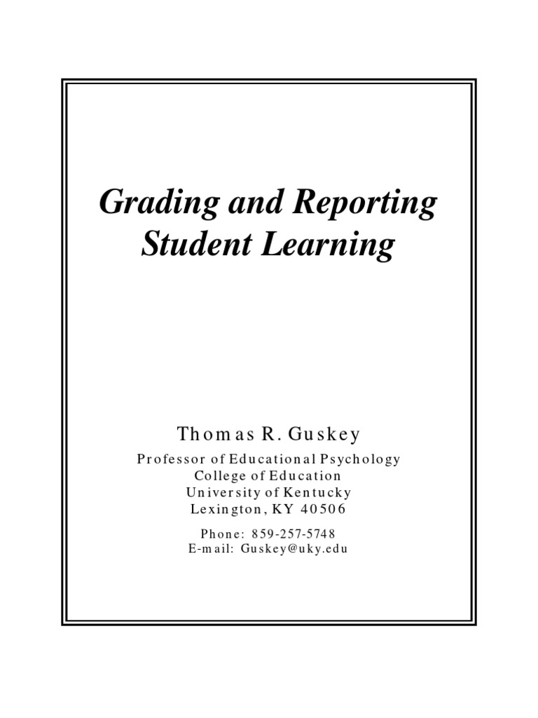 Grading And Reporting Student Learning Pdf Homework Educational
