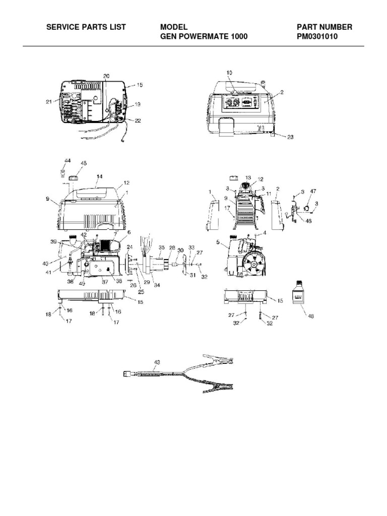 Service Parts List Model Part Number Gen Powermate 1000 PM0301010 | PDF ...