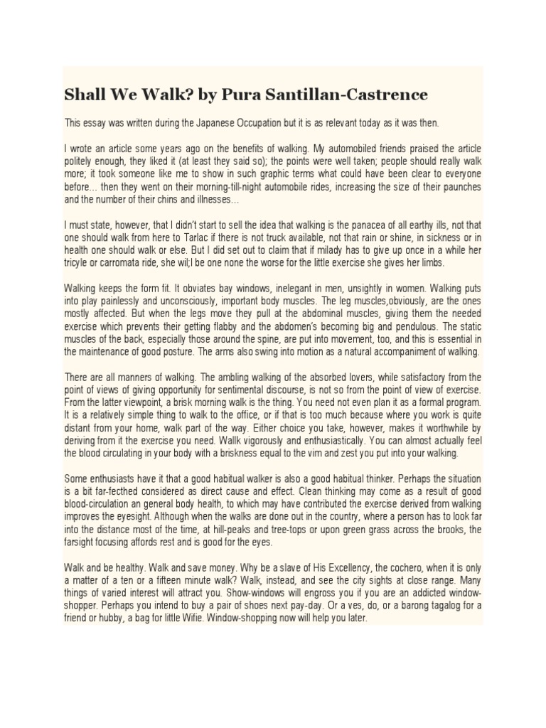 Shall We Walk? by Pura Santillan-Castrence | PDF | Oprah Winfrey | Walking