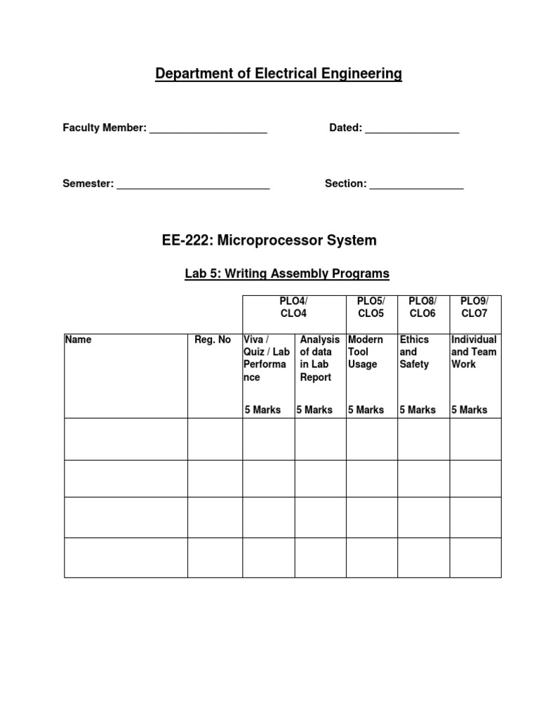 Department of Electrical Engineering: Faculty Member: - Dated | PDF