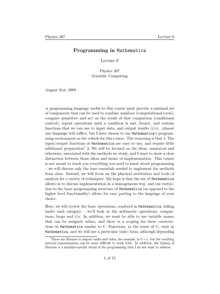 Programming in Mathematica | Download Free PDF | Control Flow ...