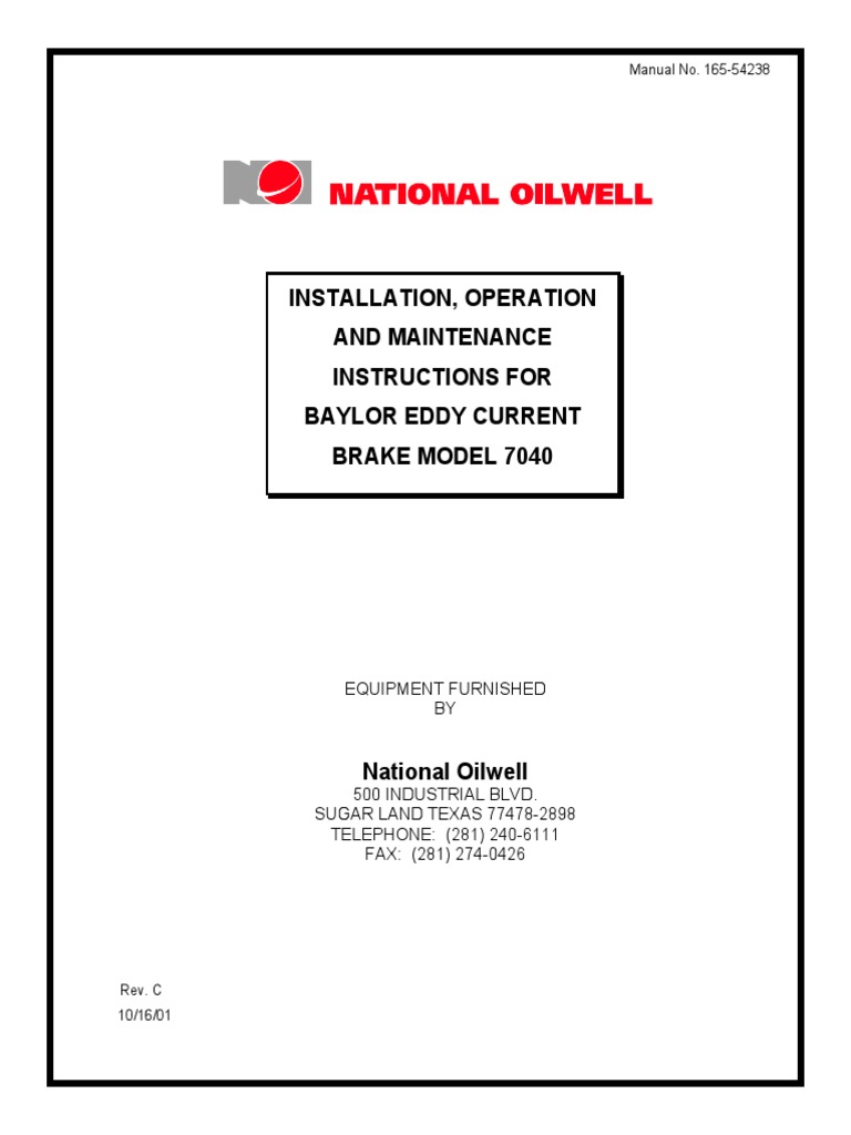 Installation, Operation and Maintenance Instructions For Baylor Eddy ...