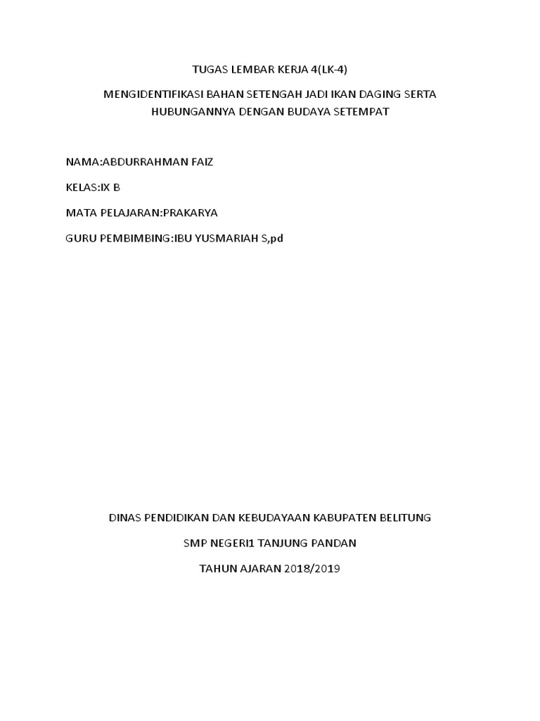 Tugas Lembar Kerja 4 Abdurrahman Faiz | PDF