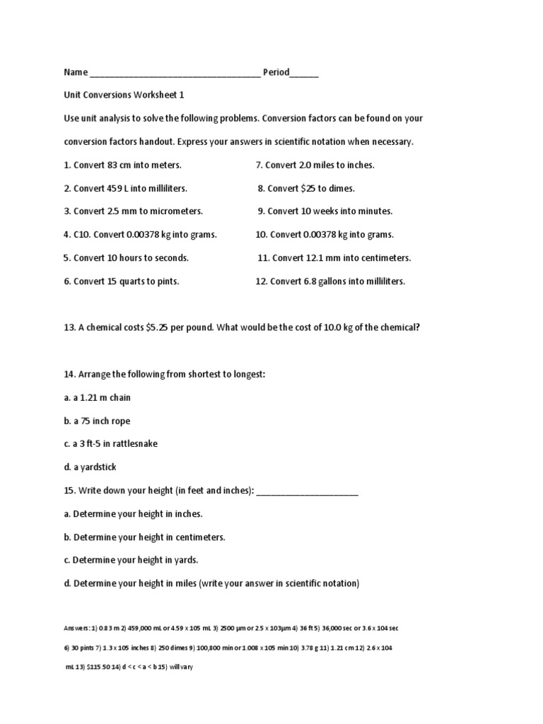 More Unit Conversion Practice | PDF