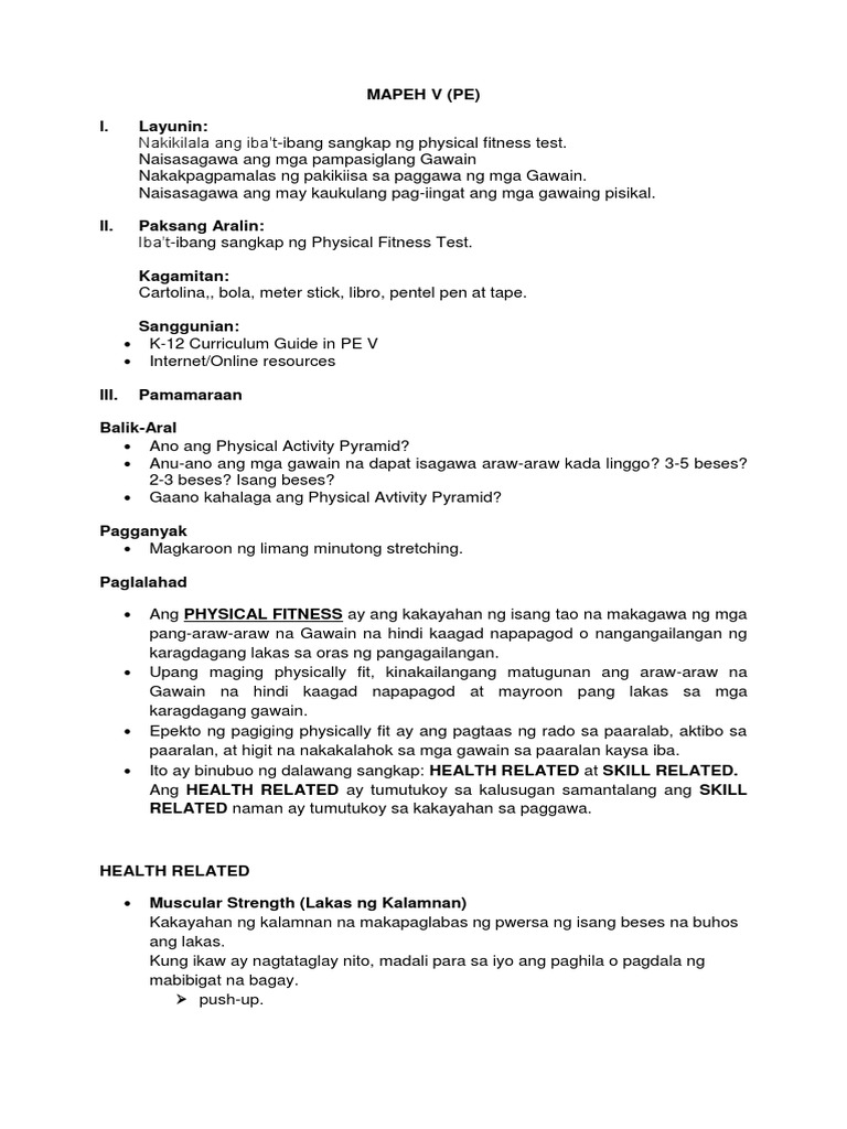 Mapeh 5 Lesson Plan | PDF