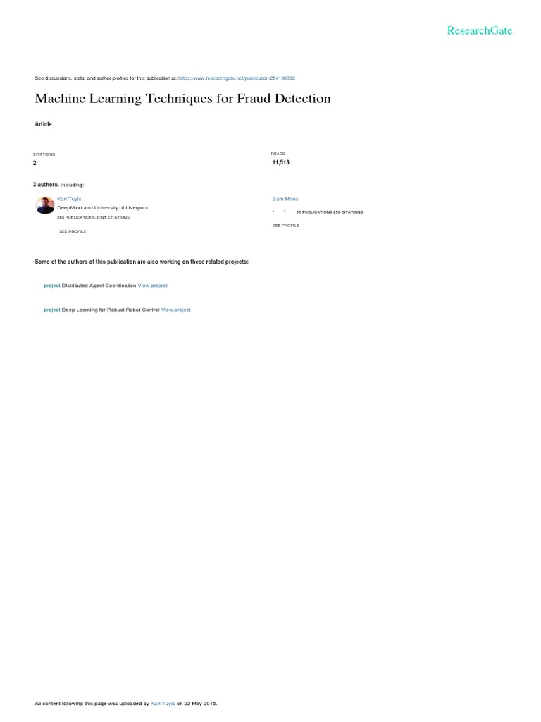 Machine Learning Techniques For Fraud Detection: Researchgate | PDF ...