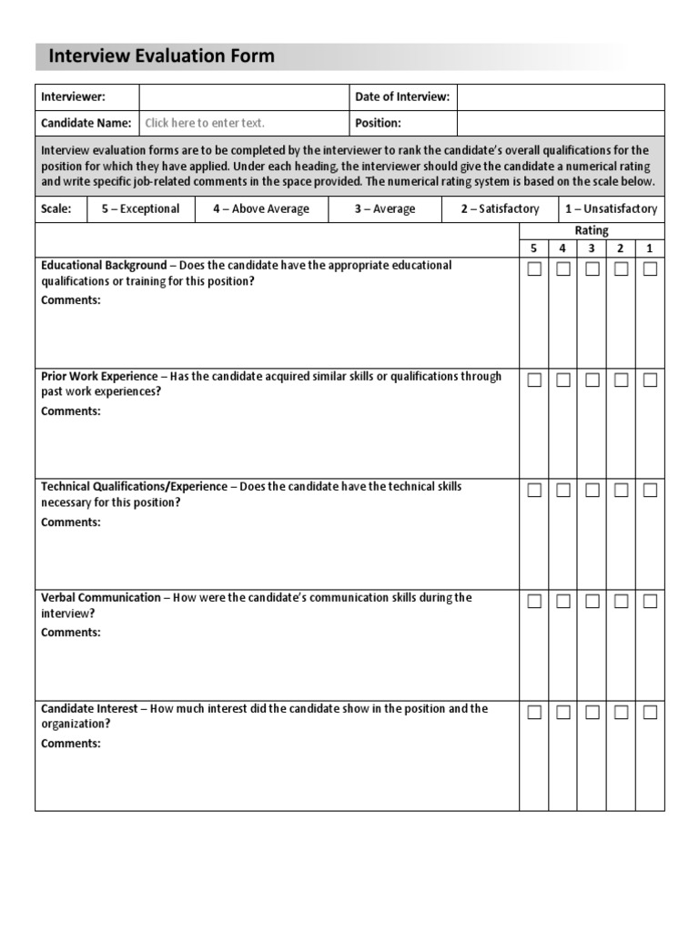 Interview Evaluation Form | Communication | Learning