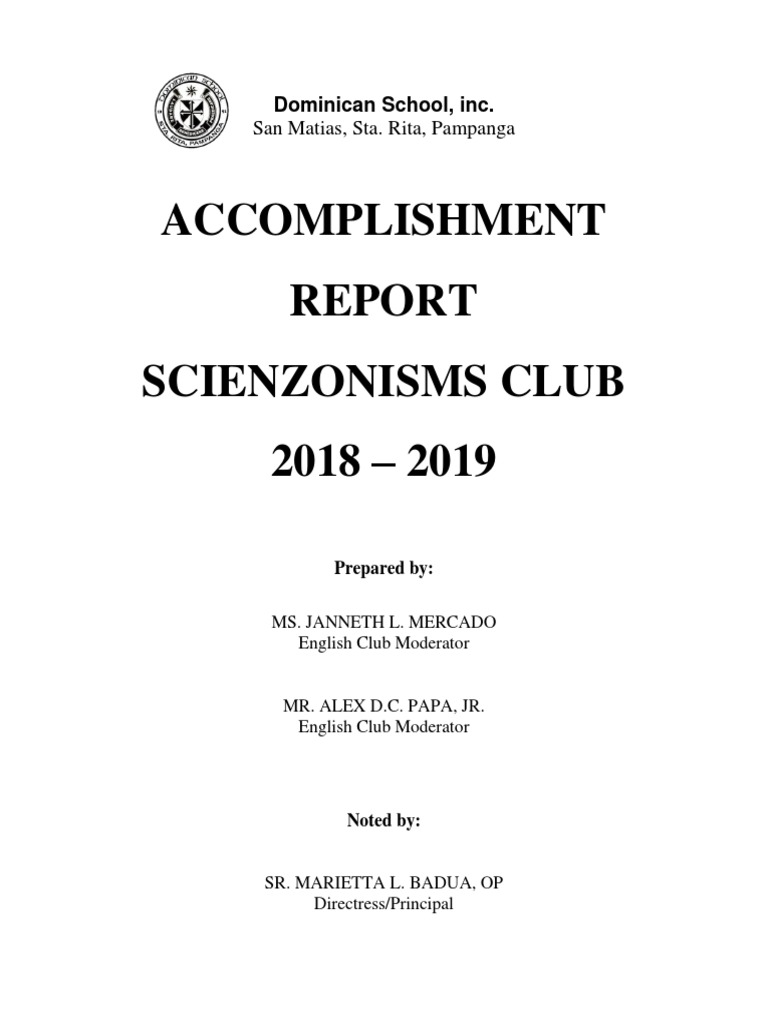 Accomplishment Report 2018 - 2019 | PDF | Curiosity | Science