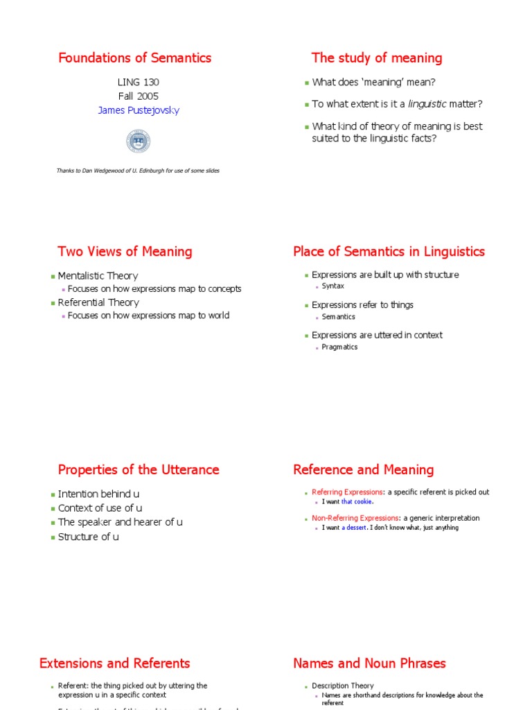 Foundations of Semantics The Study of Meaning | PDF | Semantics ...