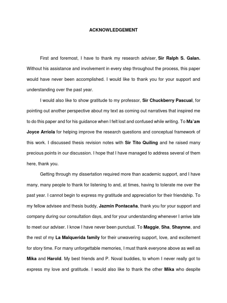 Acknowledgement & Dedication Sample | PDF | Thesis