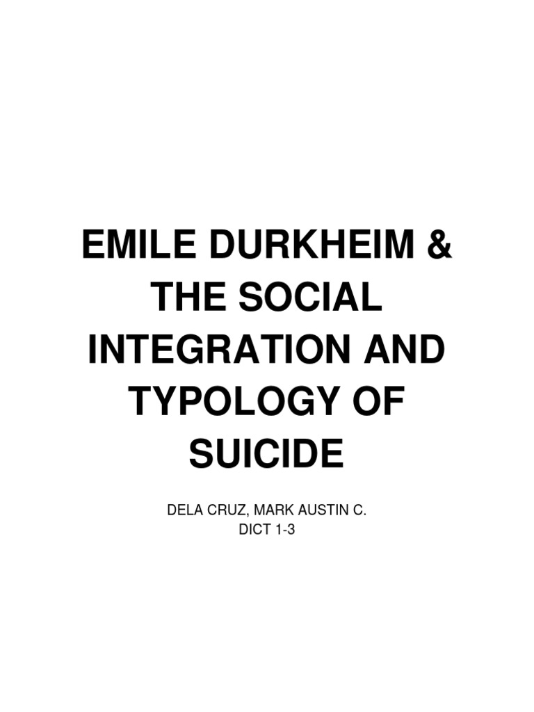 Sociology Students: Durkheim's Suicide Theory | PDF | Social ...