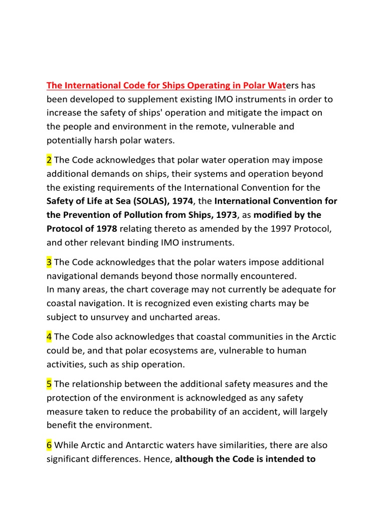 The International Code For Ships Operating in Polar Wat | PDF | Sea Ice | Ice