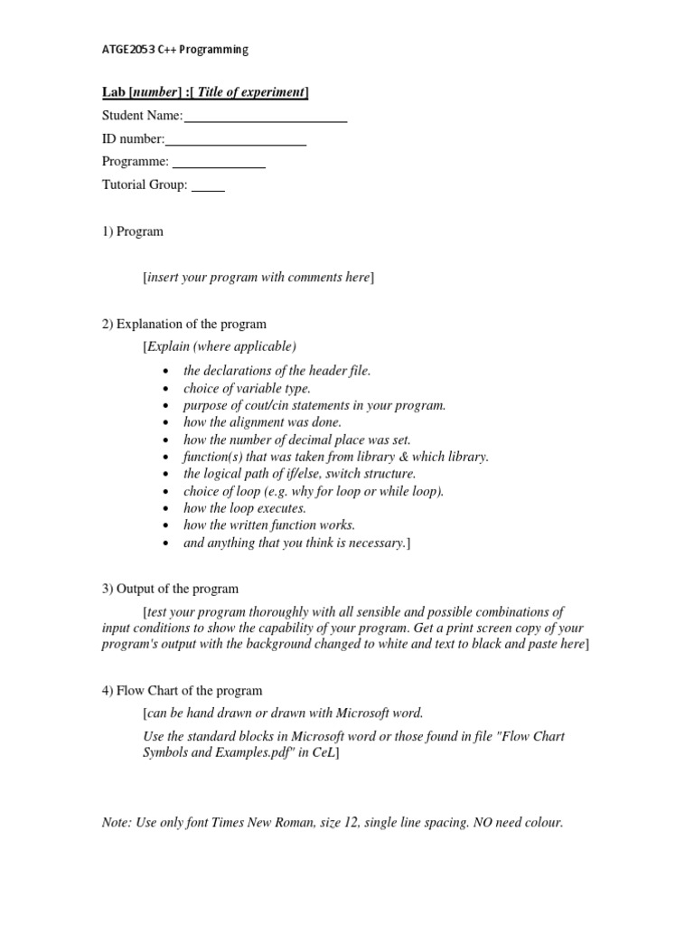 Format Of C Programming Lab Report Pdf