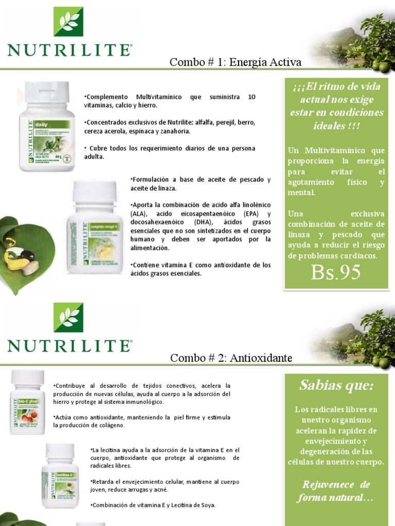 Combos Nutrilite | Descargar gratis PDF | Enfermedades cardiovasculares | Petróleo