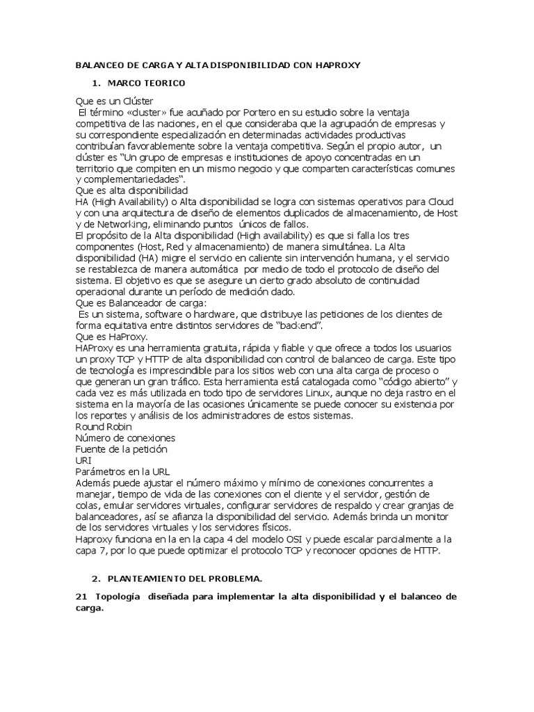 Informe Haproxy | PDF | Grupo de computadoras | Servidor (Computación)