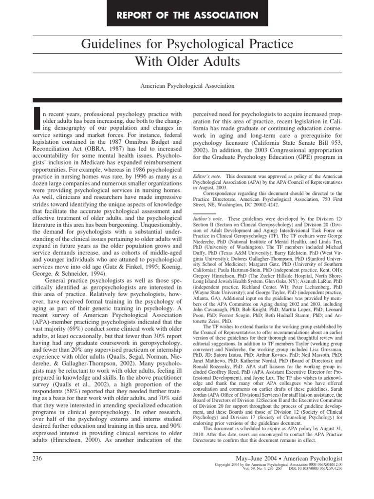 Guidelines APA PDF | PDF | Clinical Psychology | American Psychological ...