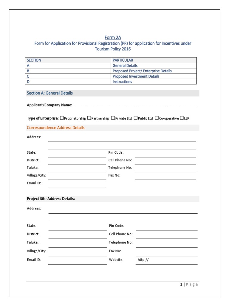 Form 2A - Application For Provisional Registration | Download Free PDF ...