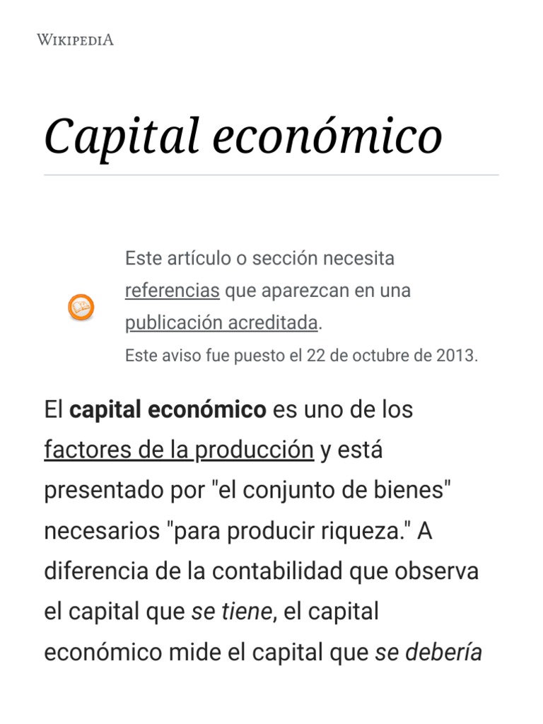Definición de Capital Económico | PDF | Servicios financieros ...