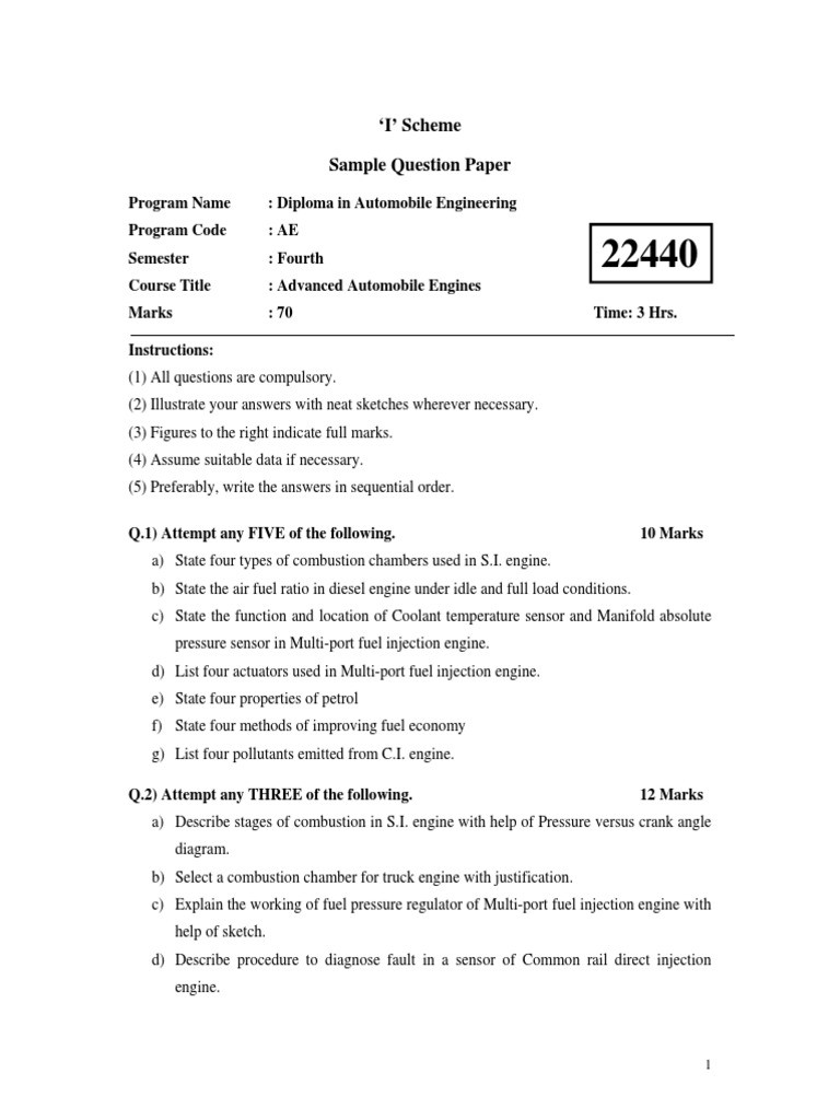 Sample-Question-Paper - Advanced Automobile Engines | PDF | Fuel ...