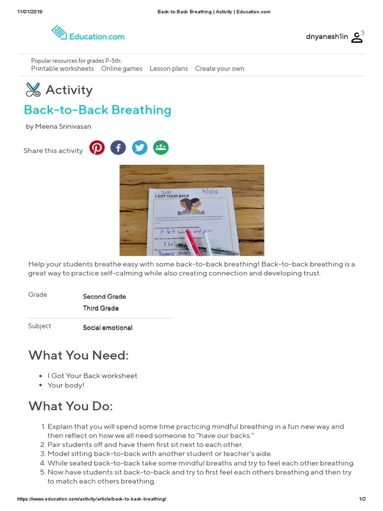 Activity: Back-to-Back Breathing | PDF | Learning | Education Theory