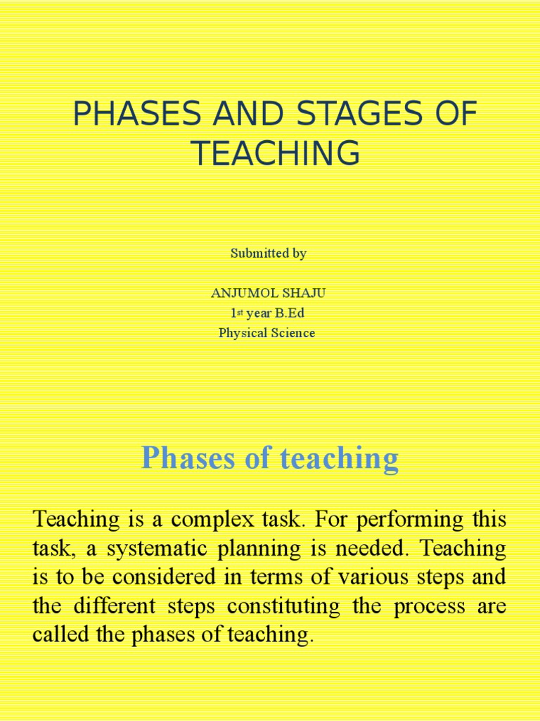 Phases and Stages of Teaching | PDF | Teachers | Lesson Plan