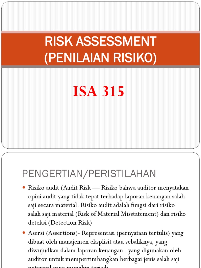 Risk Assessment (Isa 315) - 1 | PDF