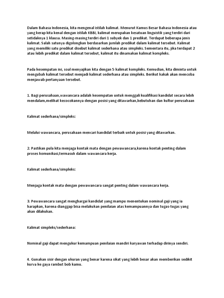 Kalimat Sederhana | PDF