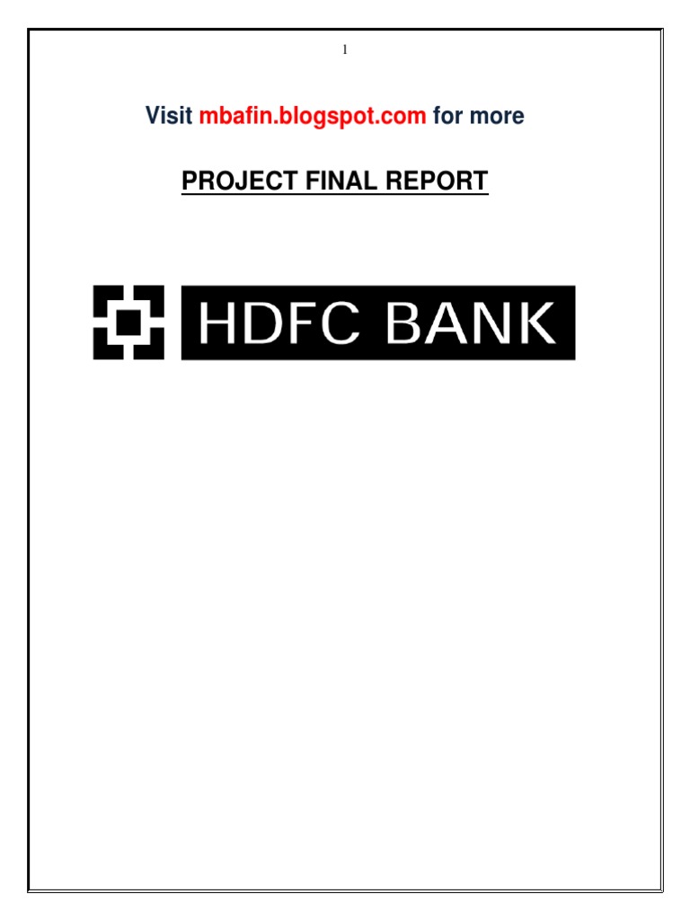 HDFC Bank Project Report | PDF | Debit Card | Banks