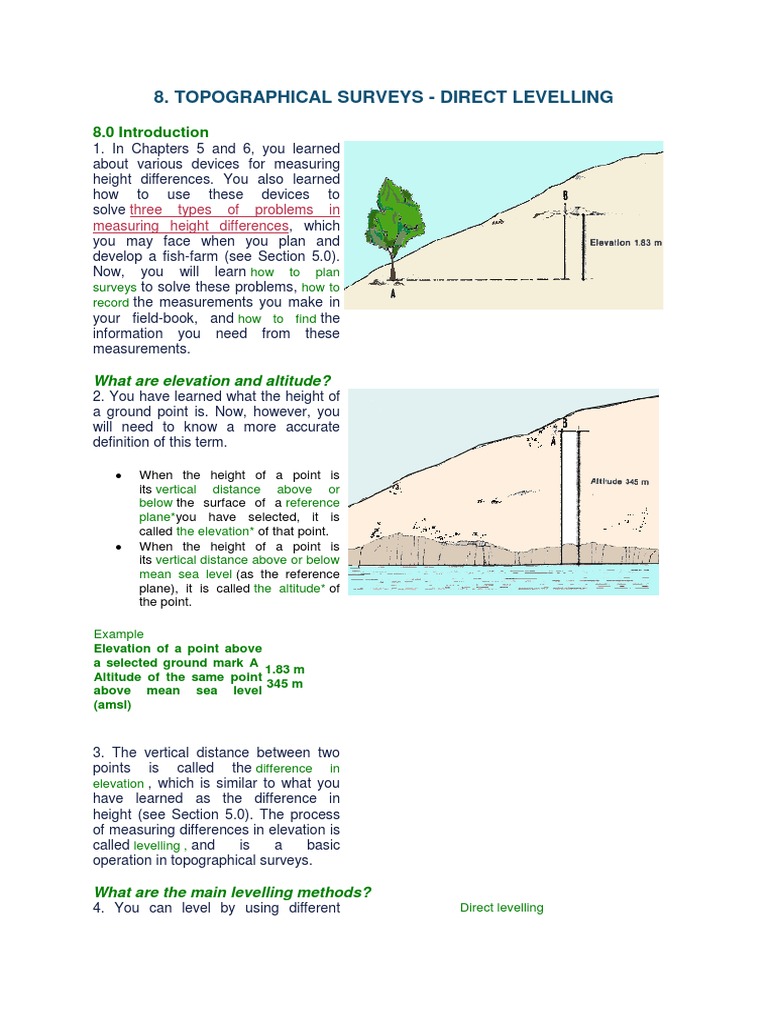 Topographical Surveys - Direct Levelling PDF | PDF | Surveying | Sea Level