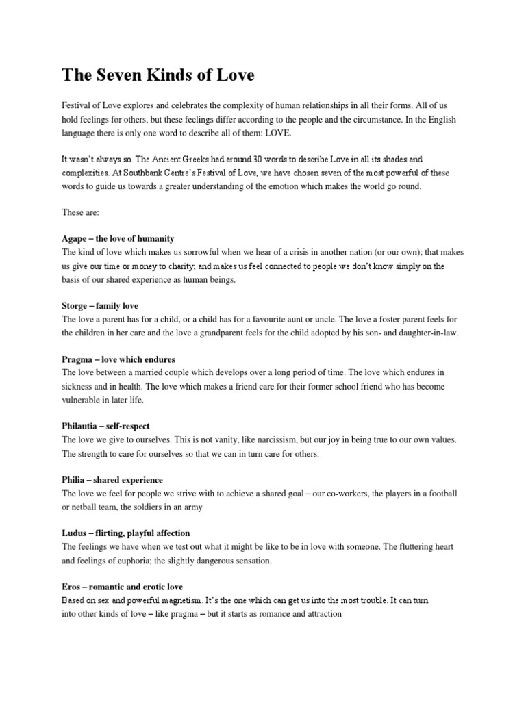 The Seven Kinds of Love | PDF