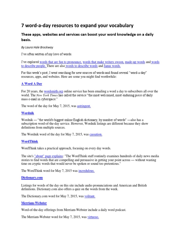 7 Word A Day Resources | PDF | The New York Times | Dictionary