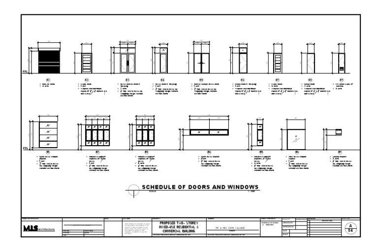 Schedule of Doors and Windows: Proposed Two-Storey Mixed-Use ...